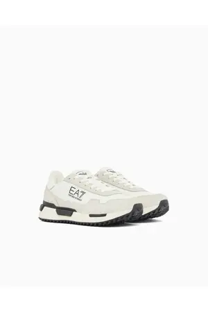 Emporio Armani Sneakers In Fabric And Leather - White