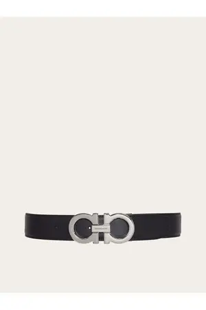 FERRAGAMO Reversible And Adjustable Gancini Belt - Black
