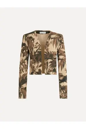Oscar De La Renta Chiné Palm Leaves Jacket - Red