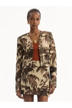 Oscar De La Renta Chiné Palm Leaves Jacket