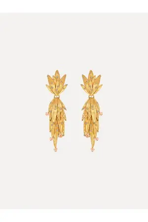 Oscar De La Renta Oscar De La Renta Palm Leaf Crystal Drop Earrings Red