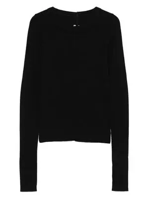 Rick Owens Cropped Ribbed Long-sleeve T-shirt - Black
