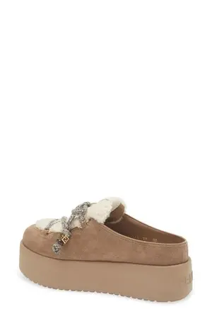 Fendi Après Chic Leather & Shearling Mules - Beige