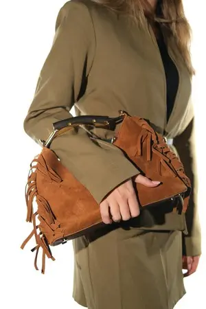 FOREVER & ALWAYS SHOES Astren Leather Shoulder Bag - Cognac Suede Leather