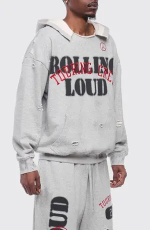 ROLLING LOUD Rl Touring Crew Distressed Pullover Hoodie