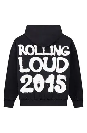 ROLLING LOUD Distressed Graphic Zip Hoodie