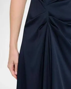 Michael Kors Pleated Draped High-neck Midi Dress