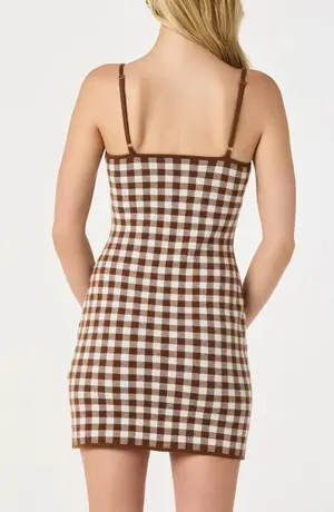 Astr The Label Gingham Knit Mini Dress
