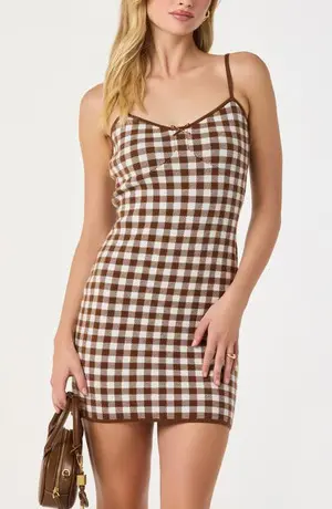 Astr The Label Gingham Knit Mini Dress