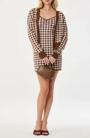 Astr The Label Gingham Knit Mini Dress