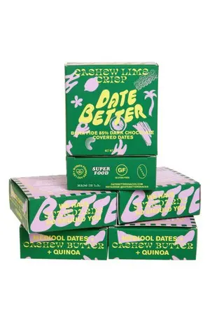 DATE BETTER Crisp Dark Chocolate Covered Dates 6-pack - Cashew Lime