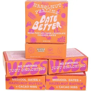 DATE BETTER Dark Chocolate Covered Dates 6-pack - Hazelnut Praline