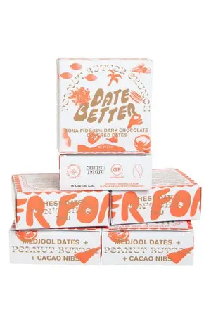 DATE BETTER Dark Chocolate Covered Dates 6-pack - Peanut Butter Crunch