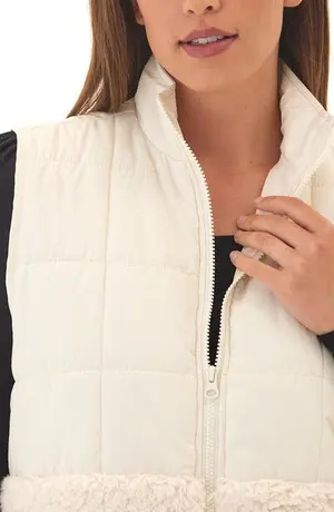 THREADS 4 THOUGHT Janey Faux Shearling Mixed Media Puffer Vest
