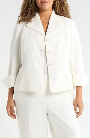 KASPER Winged Lapel Three-button Blazer - Vanilla Ice