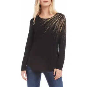 Karen Kane Metallic Graphic Long-sleeve Top