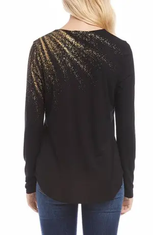 Karen Kane Metallic Graphic Long-sleeve Top