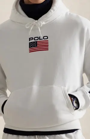 Polo Ralph Lauren Flag Fleece Pullover Hoodie - White