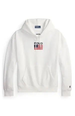 Polo Ralph Lauren Flag Fleece Pullover Hoodie - White