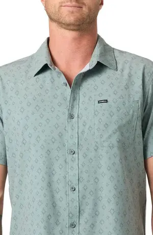 O'Neill Upf Slub Standard Short Sleeve Performance Button-up Shirt - Sage
