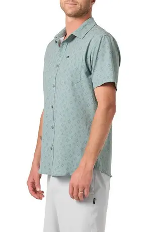 O'Neill Upf Slub Standard Short Sleeve Performance Button-up Shirt - Sage