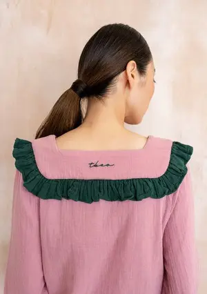 TBCO Cotton Cropped Leg Ruffle Pajamas - Pink Ruffle