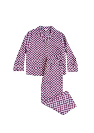 TBCO Cotton Long Sleeve Pajamas - Blue Checkerboard