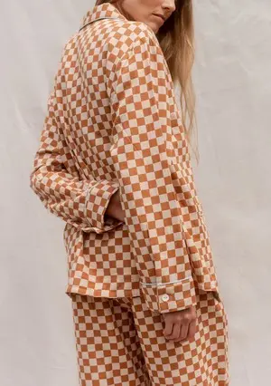 TBCO Cotton Long Sleeve Pajamas - Honey Checkerboard