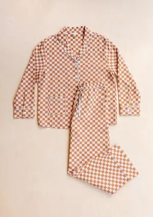 TBCO Cotton Long Sleeve Pajamas - Honey Checkerboard