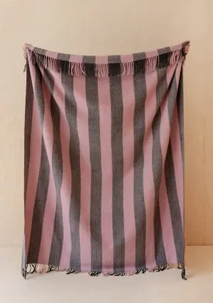 TBCO Recycled Wool Stripe Throw Blanket - Pink Diamond Stripe