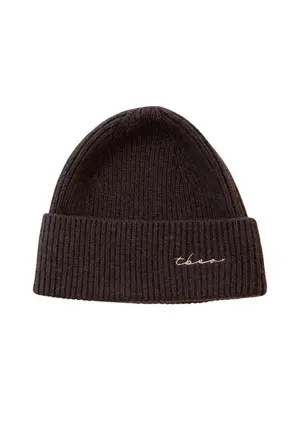 TBCO Cashmere & Merino Ribbed Beanie - Chocolate
