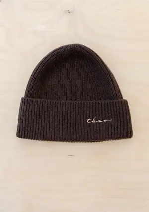 TBCO Cashmere & Merino Ribbed Beanie - Chocolate