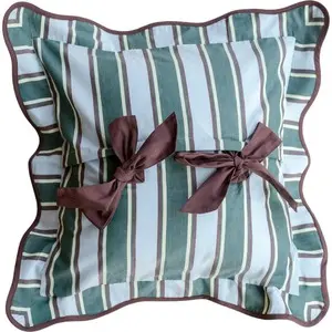 TBCO Cotton Stripe Bow Pillowcase - Blue Stripe