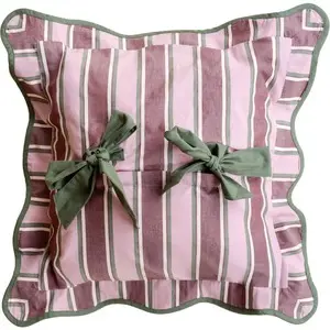 TBCO Cotton Stripe Bow Pillowcase Pink Stripe