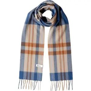 TBCO Lambswool Checkered Skinny Scarf Camel Tartan