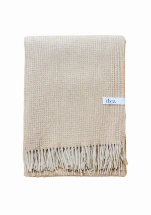 TBCO Recycled Wool Waffle Throw Blanket Neutral Waffle