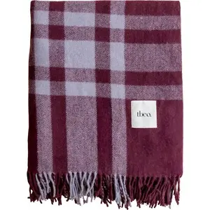 TBCO Recycled Wool Checkered Throw Blanket - Burgundy Modern Tartan