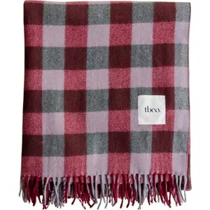 TBCO Recycled Wool Checkered Throw Blanket - Wine Gingham