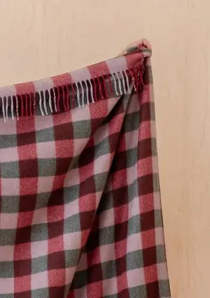 TBCO Recycled Wool Checkered Throw Blanket - Wine Gingham