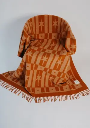 TBCO Lambswool Jaquard Throw Blanket - Almond Celestial Tile