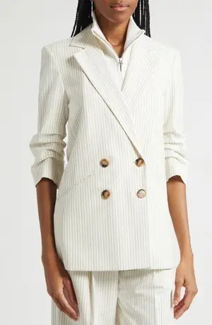 Veronica Beard Rupert Pinstripe Dickey Jacket - Dove Multi