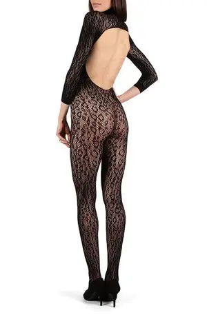 MEMOI Wild Leopard Seamless Sheer Bodysuit