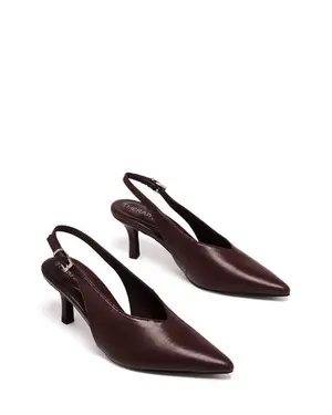 THERAPY AUSTRALIA Jacs Slingback Pointed Toe Pumps - Bordeaux Smooth Pu