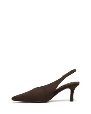THERAPY AUSTRALIA Jacs Slingback Pointed Toe Pumps - Chocolate Microsuede