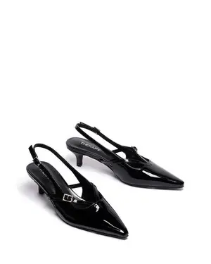 THERAPY AUSTRALIA Irving Slingback Pointed Toe Heels - Black Patent Pu