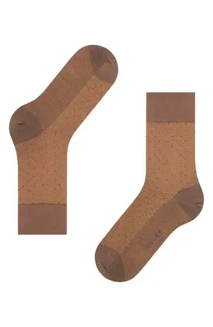 Falke Sensitive Herringbone Wool Blend Crew Socks - Hazel
