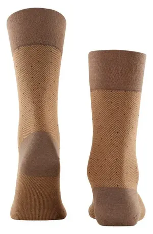Falke Sensitive Herringbone Wool Blend Crew Socks - Hazel