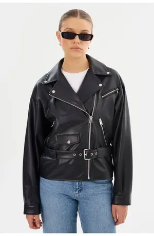 LAMARQUE Faux Leather Biker Jacket