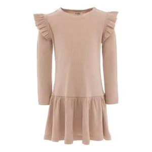 BANBLU Modal Ruffle Long-sleeve Dress - Blush Pink
