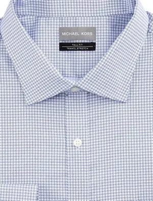 Michael Kors Big & Tall Linked Grid Performance Dress Shirt - Navy
